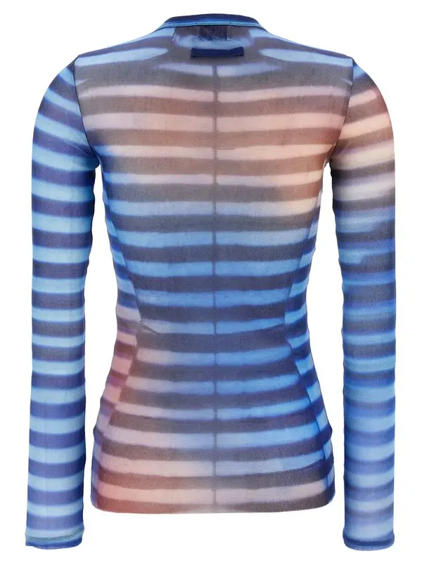 JEAN PAUL GAULTIER Printed Mesh Long Sleeve Top