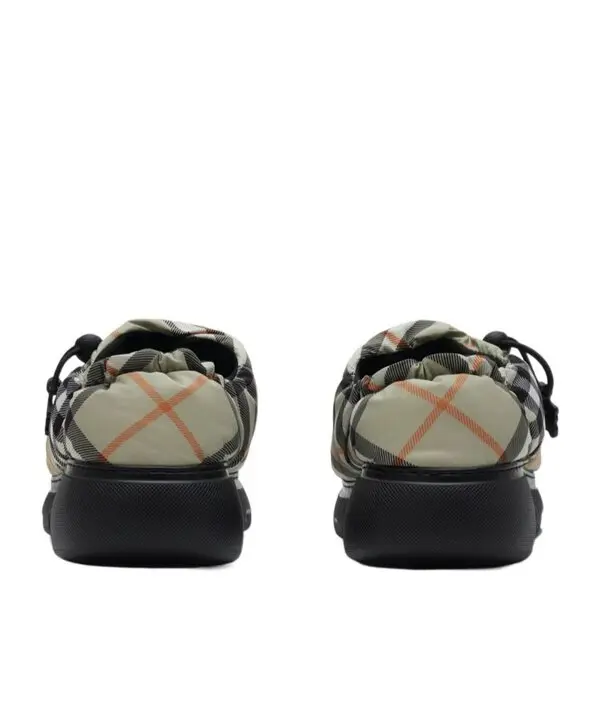 Burberry Check Pattern Drawstring Pillow Mules - Light Sage