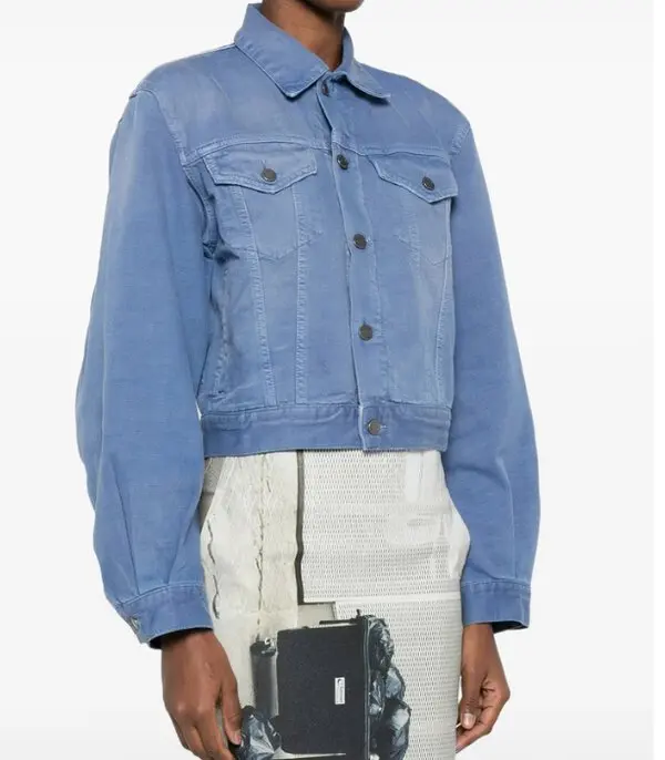 HAIKURE Cropped Denim Jacket - Blue
