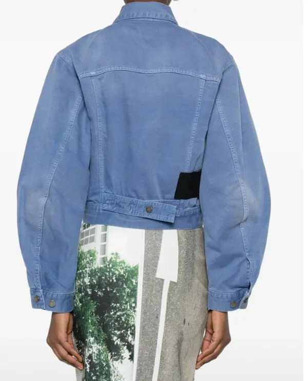HAIKURE Cropped Denim Jacket - Blue