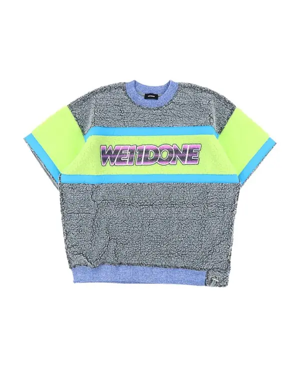 We11Done Grey Spliced Short-sleeved T-shirt