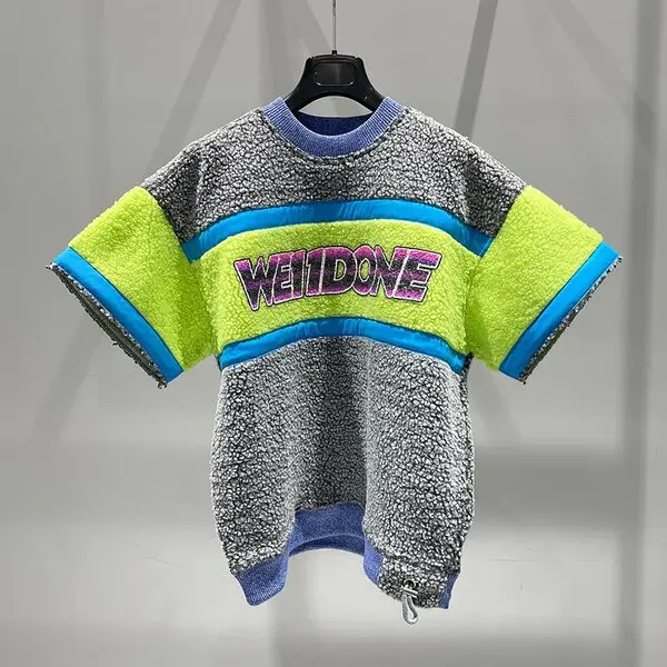 We11Done Grey Spliced Short-sleeved T-shirt
