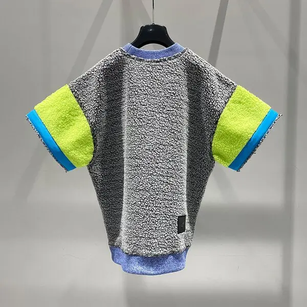 We11Done Grey Spliced Short-sleeved T-shirt