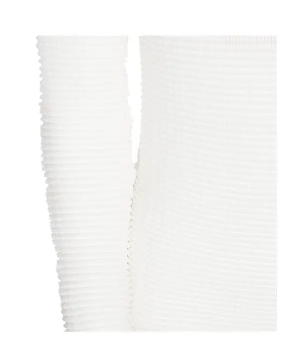 Issey Miyake Pleated High Collar Long Sleeve Top - White