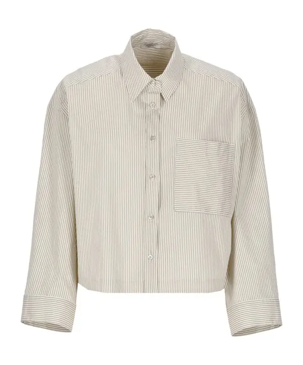 Peserico Cropped Striped Shirt With Classic Collar