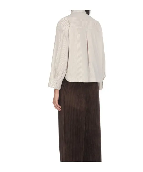 Peserico Cropped Striped Shirt With Classic Collar