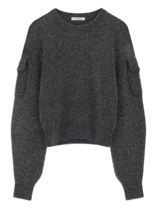 LEMAIRE Ribbed Knit Jumper With Buttoned Patch Pockets - Black