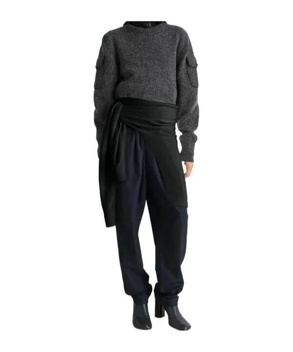 LEMAIRE Ribbed Knit Jumper With Buttoned Patch Pockets - Black
