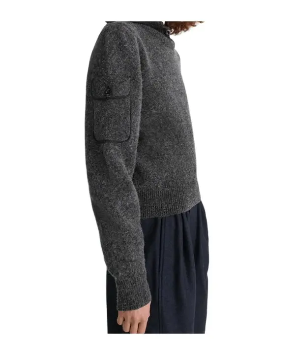 LEMAIRE Ribbed Knit Jumper With Buttoned Patch Pockets - Black