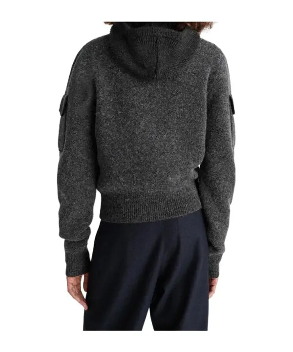 LEMAIRE Ribbed Knit Jumper With Buttoned Patch Pockets - Black