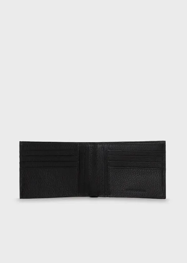 Emporio Armani Folded Leather Wallet And Tag - Black