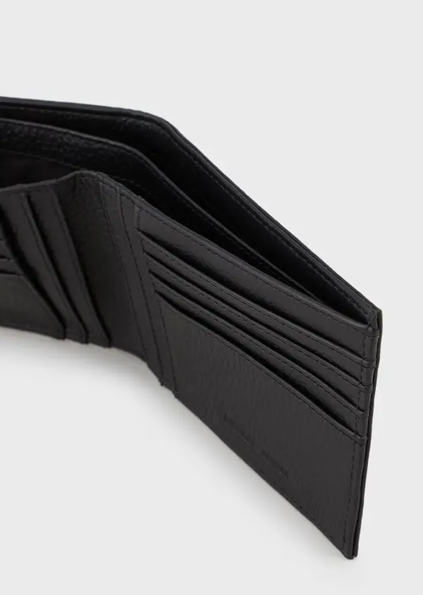 Emporio Armani Folded Leather Wallet And Tag - Black