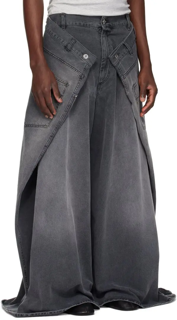 LU'U DAN Maxi Wide-leg Jeans - Grey