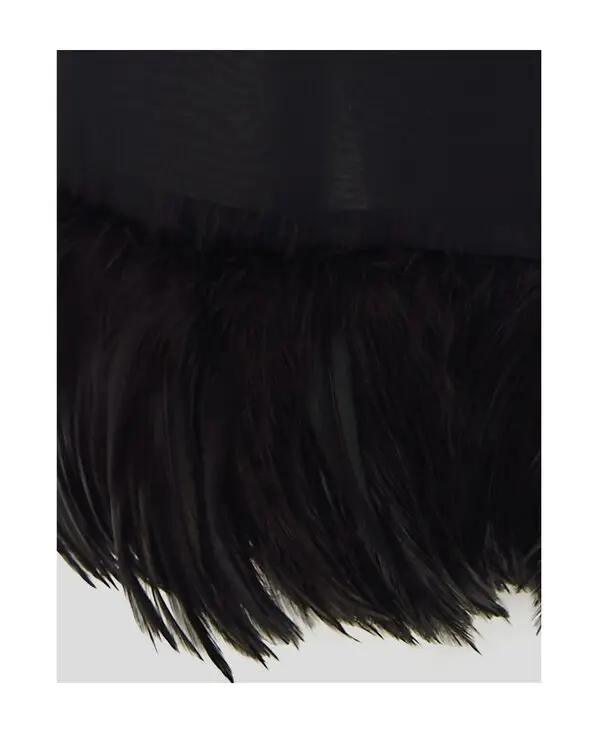 Saint Laurent Long Skirt In Crepe Muslin With Feather Trim