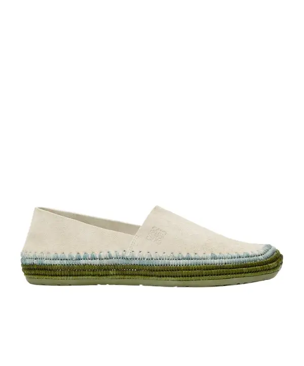 Loewe Suede And Raffia Slip-on Slipper - Light Gray