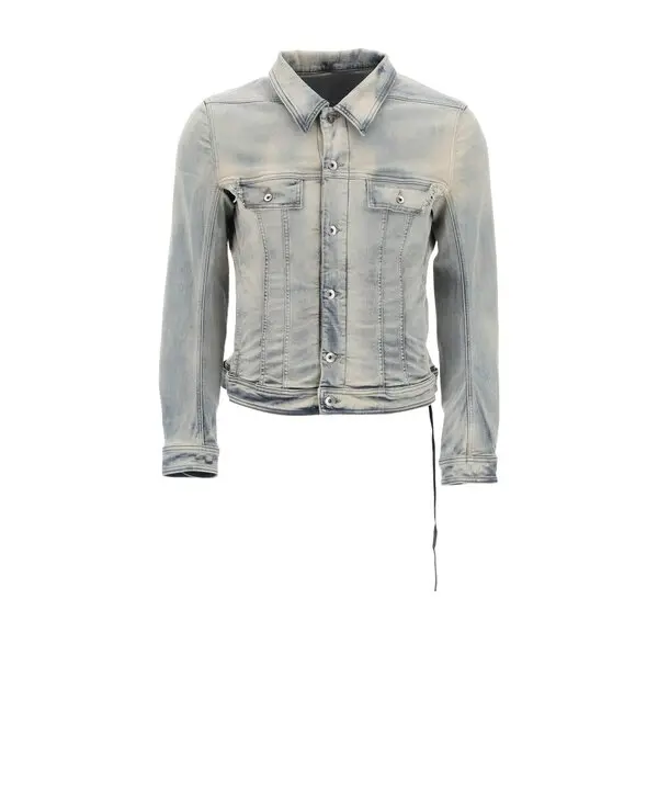 Rick Owens Trucker Long-sleeved Denim Coat - Gray