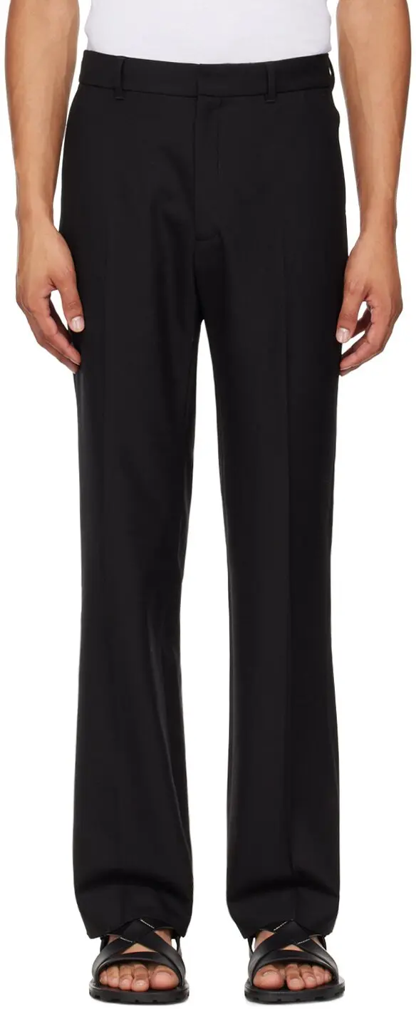 Casablanca Wool Blend Straight-leg Trousers - Black