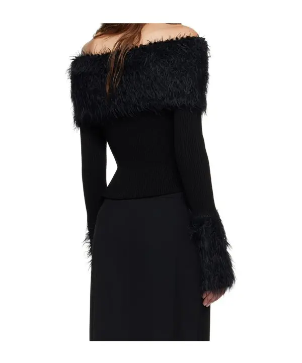 JEAN PAUL GAULTIER Off-the-shoulder Shearling Trim Sweater