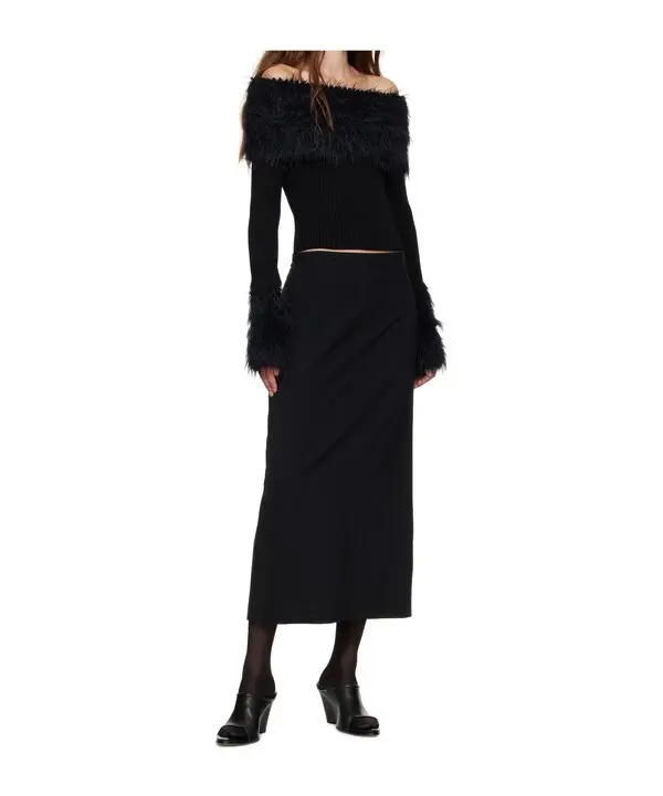 JEAN PAUL GAULTIER Off-the-shoulder Shearling Trim Sweater