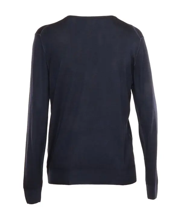 Fedeli Long-sleeved V-neck Knitted Sweater - Black