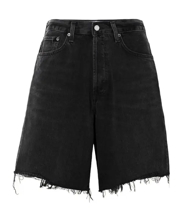 AGOLDE Distressed Denim Shorts - Black