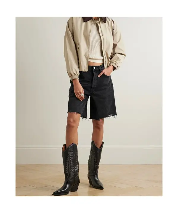 AGOLDE Distressed Denim Shorts - Black
