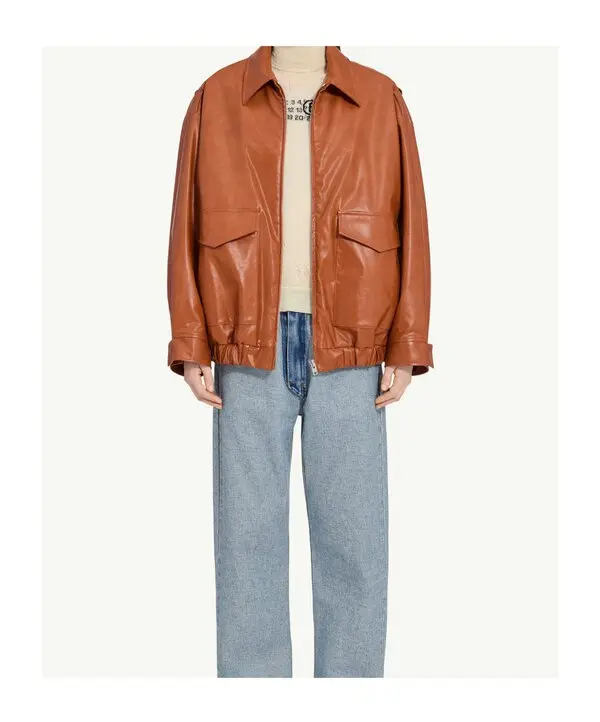 MAISON MARGIELA Faux Leather Bomber Jacket