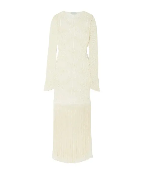 Stella McCartney Fringed Crocheted Maxi Dress - Ivory