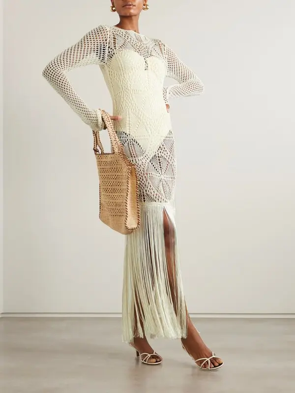 Stella McCartney Fringed Crocheted Maxi Dress