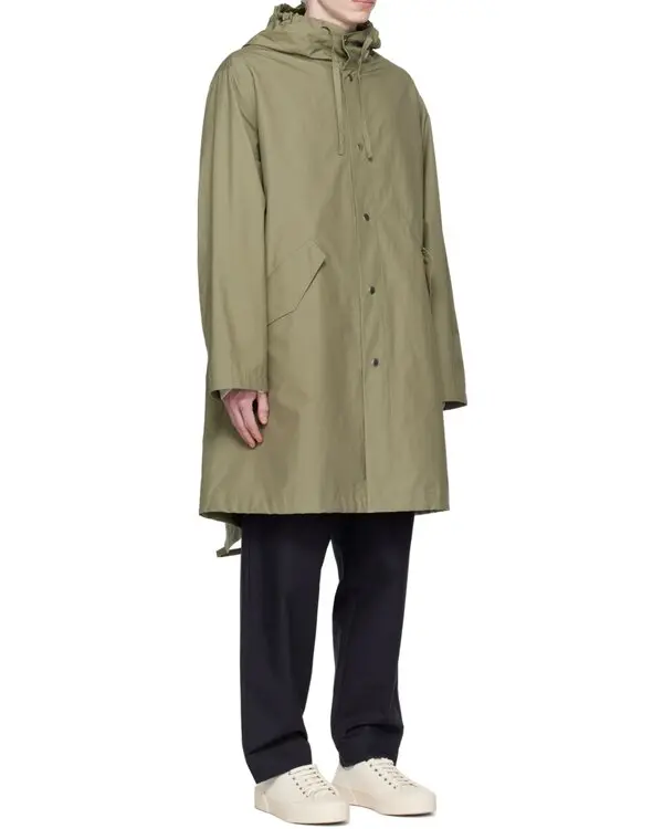 JIL SANDER Logo Printed Drawstring Hooded Parka - Green