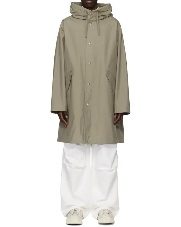 JIL SANDER Logo Printed Drawstring Hooded Parka - Green