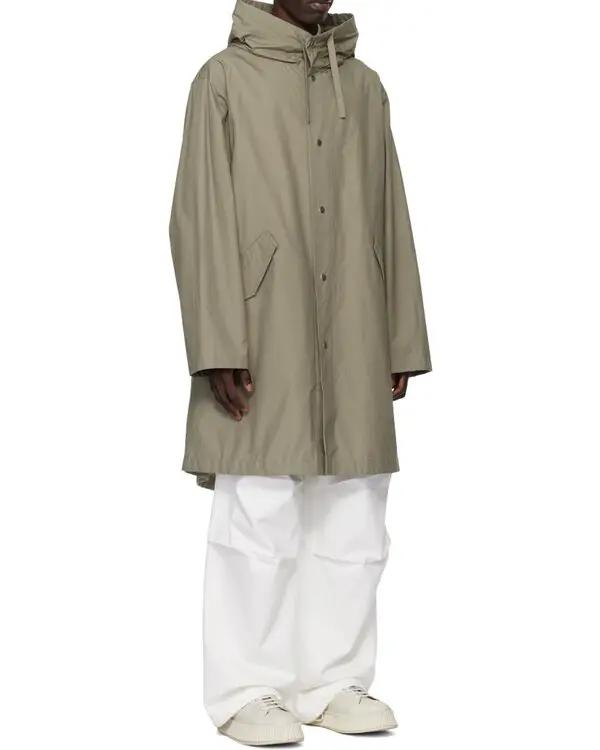 JIL SANDER Logo Printed Drawstring Hooded Parka - Green