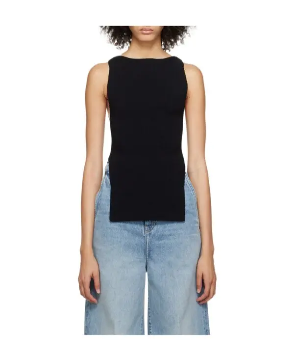 Khaite Crewneck Sleeveless Tank Top With Ship-shaped Collar