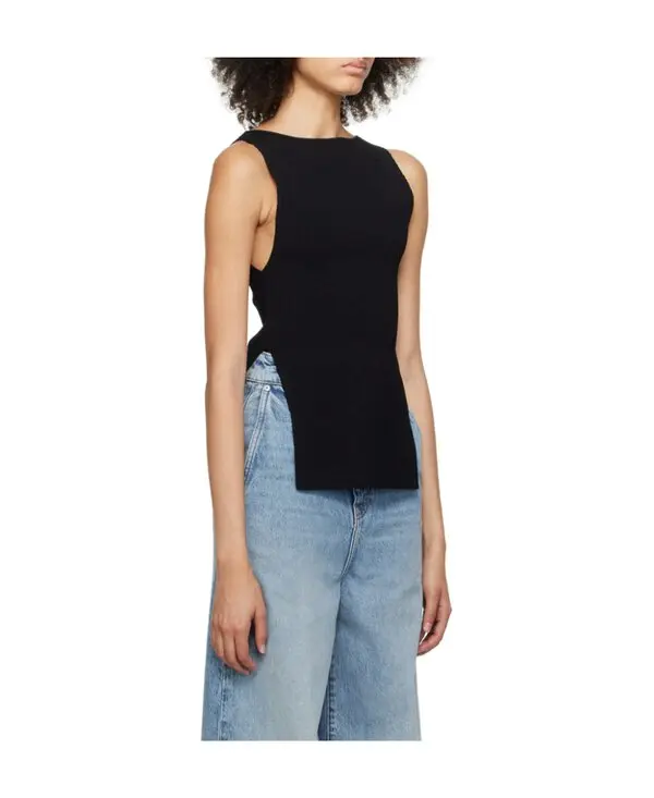 Khaite Crewneck Sleeveless Tank Top With Ship-shaped Collar