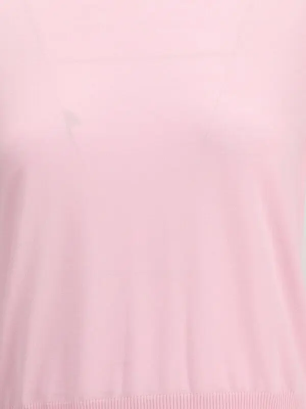 Thom Browne 4 Bar Sheer Sleeved Fine-knitted T-shirt - Light Pink