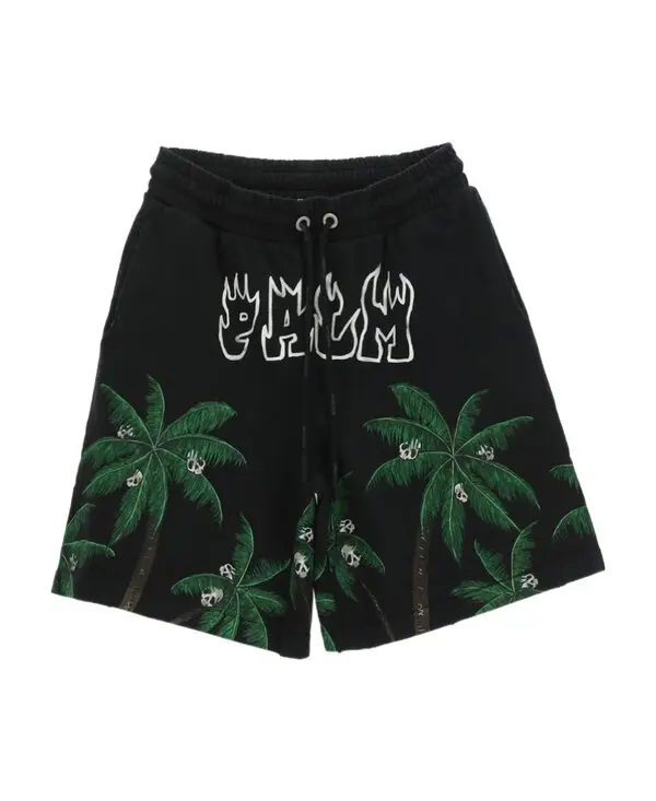 Palm Angels Logo Printed Palm Tree Shorts