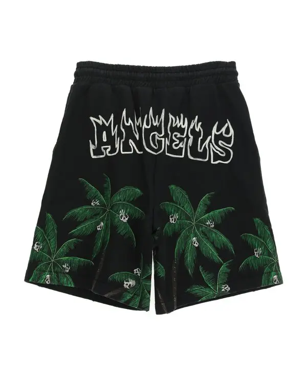 Palm Angels Logo Printed Palm Tree Shorts