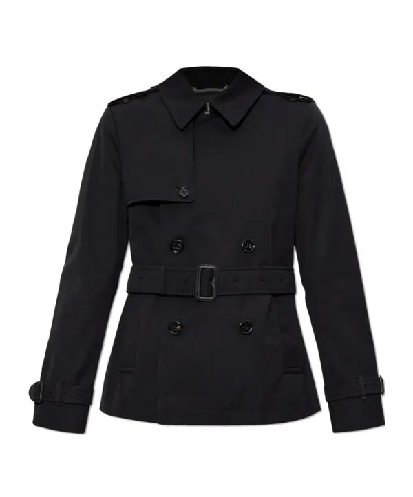 Burberry Double Breasted Short Trench Coat - Black