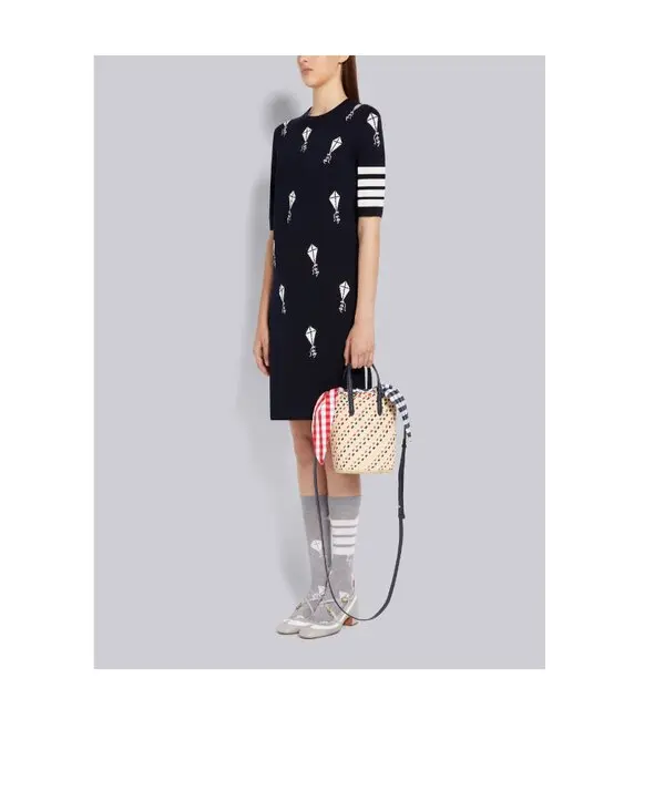 Thom Browne Rwb-stripe Embroidery Tote Bag
