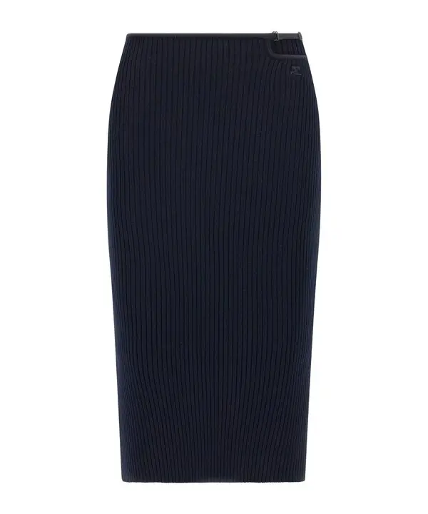 COURREGES Knitted Midi Skirt With Embroidered Logo