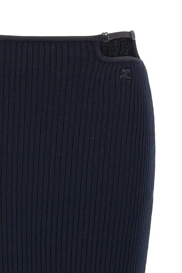 COURREGES Knitted Midi Skirt With Embroidered Logo