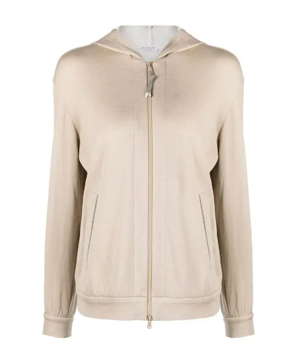 Brunello Cucinelli Monile Zipped Hoodie - Beige