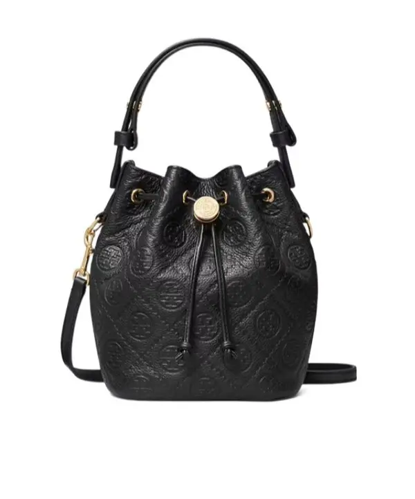 Tory Burch T Monogram Mini Bucket Bag - Black