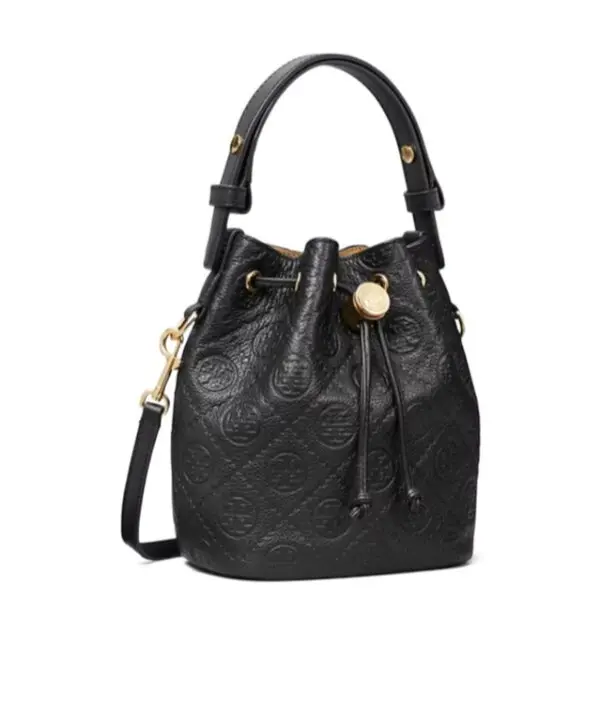 Tory Burch T Monogram Mini Bucket Bag - Black
