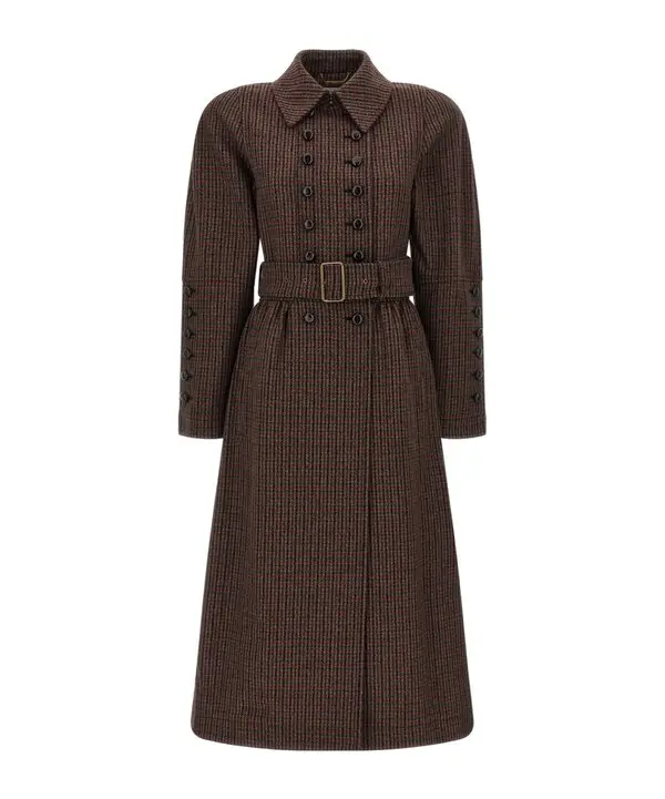 Chloé Double-breasted Houndstooth Riding Coat - Black