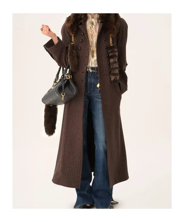 Chloé Double-breasted Houndstooth Riding Coat