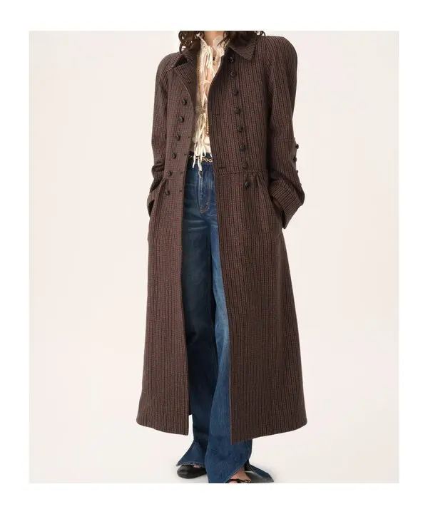 Chloé Double-breasted Houndstooth Riding Coat