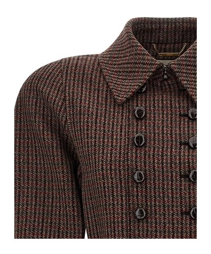 Chloé Double-breasted Houndstooth Riding Coat