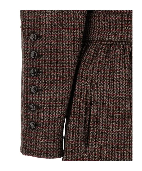 Chloé Double-breasted Houndstooth Riding Coat