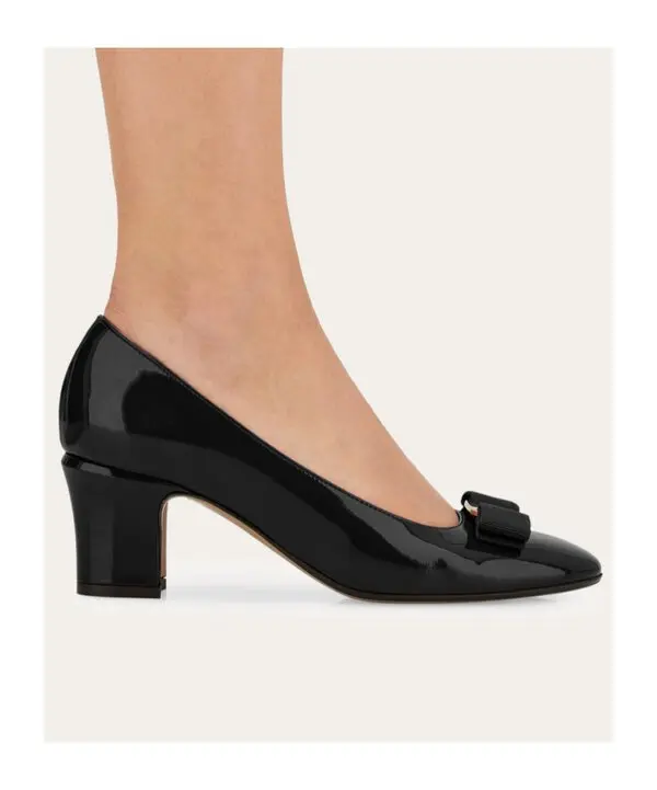 FERRAGAMO Vara Bow Block Heel Pumps - Black